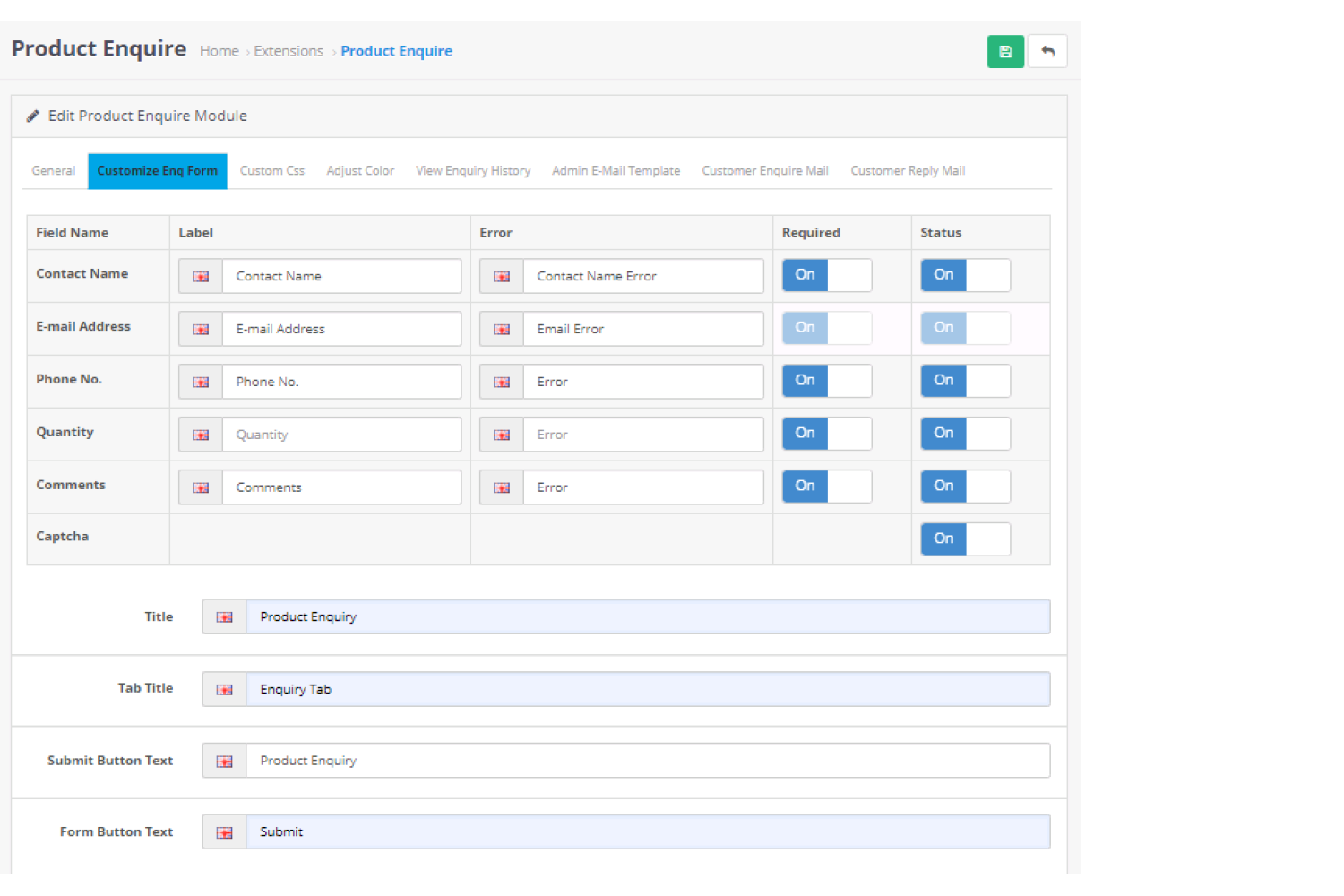 Opencart - Product Enquiry Form - Ask Product Info