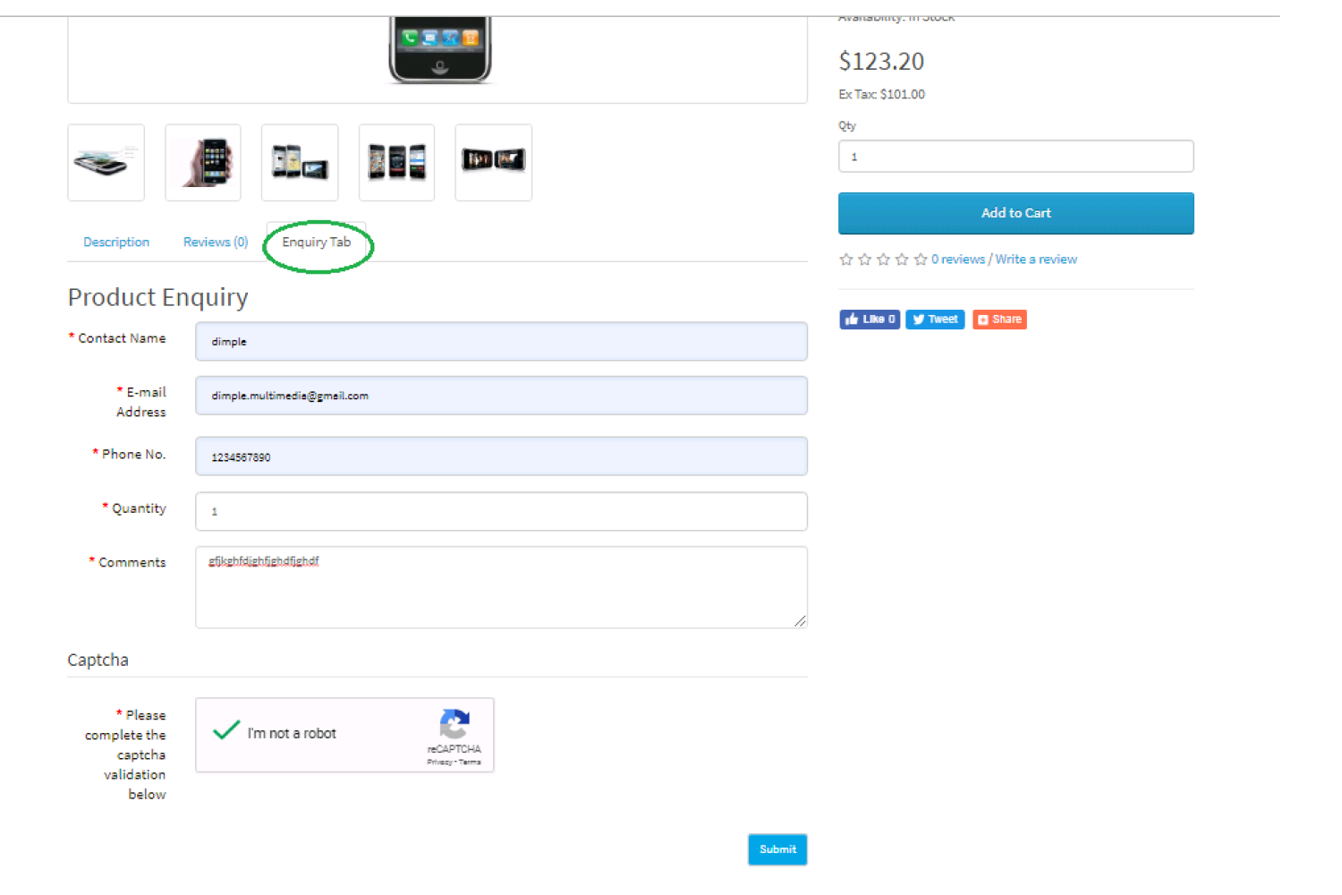 Opencart - Product Enquiry Form - Ask Product Info