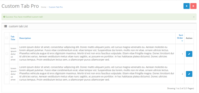 Opencart - Custom Tabs Pro