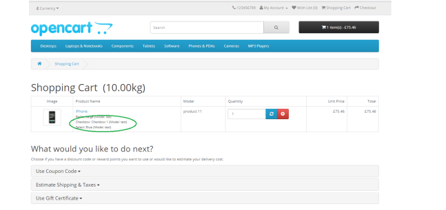 Opencart - Product Option Model