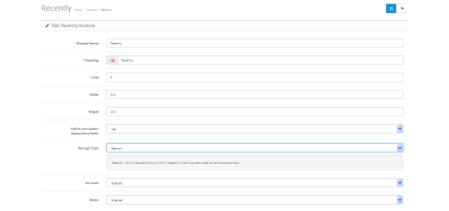 Opencart - Latest/Recently View Product